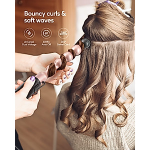 Wavytalk Bubble Wand Curling Iron, Ceramic 1 Inch Bubble Curling Wand for Short & Long Hair, Spiral, with Adjustable Temp, Dual Voltage, Include Heat Resistant Glove
