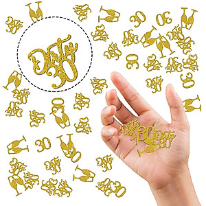 INNORU 30th Birthday Confetti Gold Glitter, Dirty 30 Table Confetti, Thirty Paper Scatter, 30th Anniversary Party Table Decorations Confetti, 120pcs