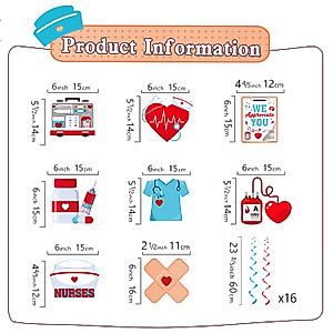 34Pc Nurse Appreciation Decorations, Nurse Party Decorations include Thank You Nurse Banner and 32Pc Happy Nurses Week Decorations Hanging Swirls, Medical Party Decorations for Appreciation Nurse