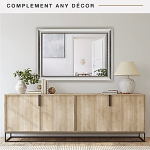 MCS 24x36 Inch Beaded Rectangular Wall Mirror, 30.25x42.25 Inch Overall Size, Silver (20454)