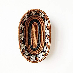 African Bread Basket- Bungoma/Sisal and Sweetgrass/Woven Basket/Made in Rwanda/Burnt Sienna, Black, White