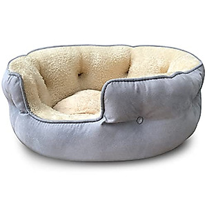 JOJHDR Pet Bed for Dog and Kitten, Soft and Durable Round Puppy Bed with Removable Cushion and Waterproof Oxford Bottom 28 Inch