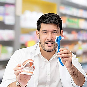 Baring 12 Pack Denture Brush Hard Denture Cleaning Brush False Teeth Brush Toothbrush Multi-Layered Bristles&Portable Denture Double Sided Brush