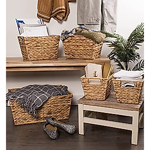 DII Z02006 Natural Water Hyacinth Storage Basket with Handles,Set of 2 Medium