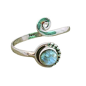 Labradorite Stone Toe Ring 925 Sterling Silver Ring Feet Body Jewellery Handame Toe Ring Gemstone Adjustable Toering For Girls Women Gift Jewellery Labradorite Stone Ring Midi Ring