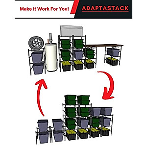 ADAPTASTACK CORE - Tote Storage Shelving System That Adapts to Any Space - Adjustable Garage Shelving Rack Solution - Heavy Duty Steel Shelf Design Holds 250 lbs. per Tote - Easily Organize Large Bins