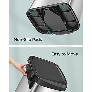 SONGMICS Kitchen Trash Can, 13-Gallon Stainless Steel Garbage Can, with Stay-Open Lid and Step-on Pedal, Soft Closure, Tall, Large and Space-Saving, Silver and Black ULTB530E50