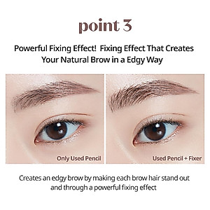 ETUDE Bare Edge Brow Pencil 03 Grey Brown | A hexagon-shaped slim brush that delicately coats every strand of eyelashes | Brow Mascara | Zero Clump & No Bushy Brows