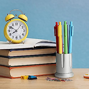 SANZIE Revolver For Six Set Pen Holder Metal Pencil Holder for Desk Aluminum Pencil Stand Desktop Office Supplies Gentleman Pen Organizer(Silver)