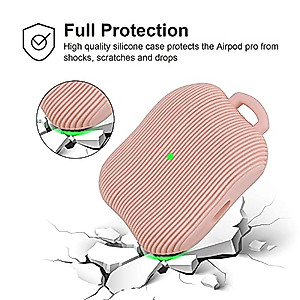 Case for Airpods Pro, Filoto Airpod Pro Cover for Women Girls, Cute Apple Air Pods 3 Case Silicone Protective Wireless Charging Case Accessories Keychain with Pompom (Pink)