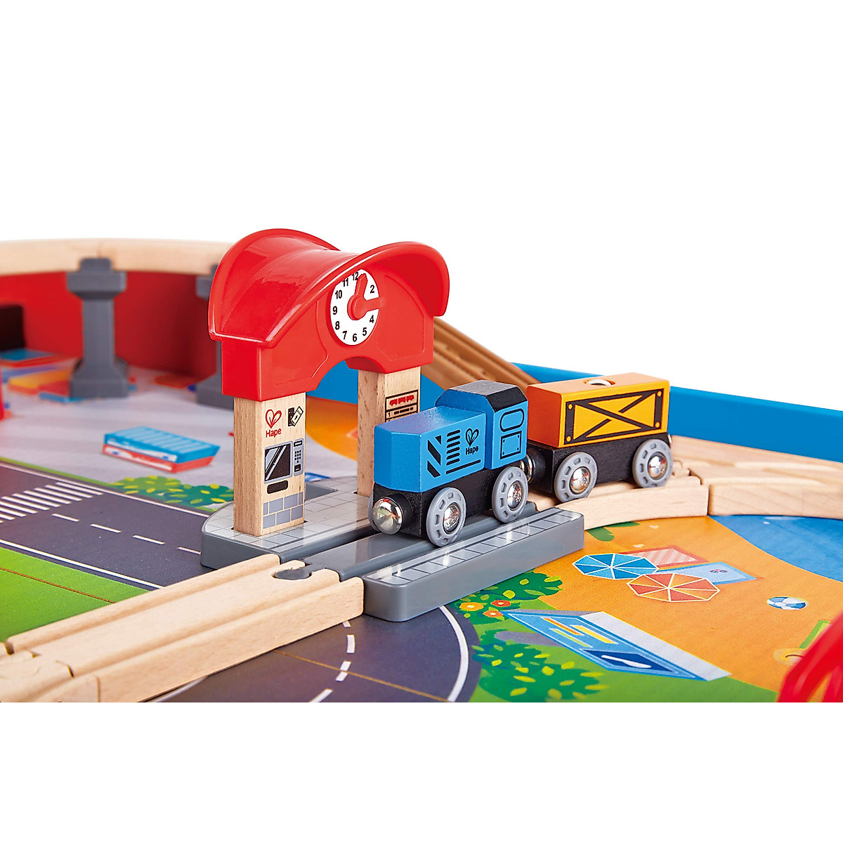 Hape Wooden Blue Foldable Ride-on Train Table