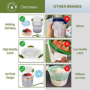 Genteen Overnight Oats Containers with Lids, Yogurt Parfait Cups with Lids Snack Containers with Topping Cereal or Overnight Oats Container Ideal for Meal Prep Breakfast Protion Control 20OZ(Orange)