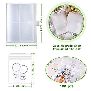 2 Pcs Transparent Jewelry Organizer Book Travel Jewelry Storage Book Portable Jewelry Album with Clear PVC Bag for Earring Stud Ring Card Photos (160 x 2 Card Slots and 100 PVC Bags)