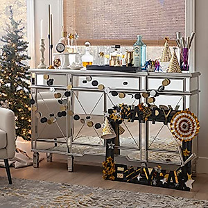 Powell Company Mirrored 4-Door 3-Drawer Console