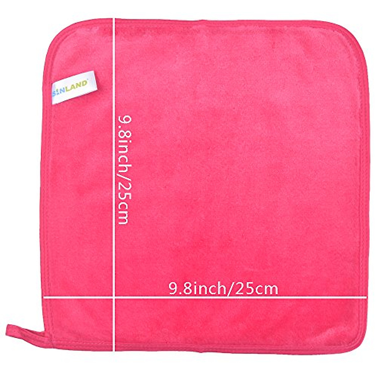 Sinland Microfiber Makeup Remover Cloth Reusable and Washable Makeup Remover Towels Face Cloths Facial Cleaning Towels Fast Drying Washcloth 9.8Inchx9.8Inch 4 Pack Dark Pink