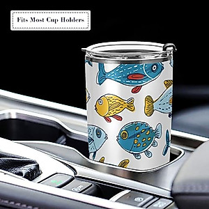 HXshaoye Hand-painted moldfish Stainless Steel car cup with Straw Lid insulated coffee mug with lid for outdoor portable cup 20 oz vaso térmico para cafe 20oz