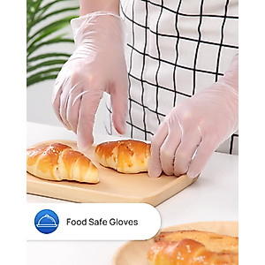 JMU Clear Vinyl Exam Gloves Small 100 Count, Latex Free Powder Free, 4 mil Thick Disposable Vinyl Gloves, Food Safe Gloves