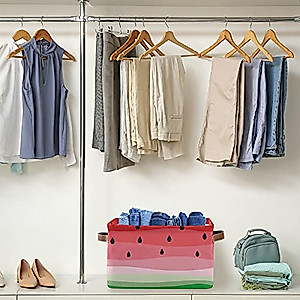 Rectangular Storage Bin Fresh Fruit Watermelon Basket with Handles - Nursery Storage, Laundry Hamper, Book Bag, Gift Baskets