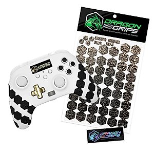 Dragon Grips Universal Controller Grips, 18 Pcs Black Textured Non-Slip Rubber for Xbox, PS4 & PS5 Controller Grip Tape, Perfectly Fit to Any Handles, Sweat Resistant to Enhance Gaming Control, 1 Pack