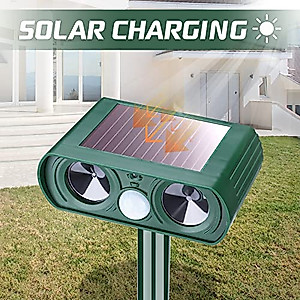 Lubatis 2 Pack Animal Repellent Outdoor Solar Animal Repeller Ultrasonic Pest Repeller Deterrent to Keep Rat, Squirrel, Deer, Raccoon, Skunk, Rabbit, Dog, Cat Away