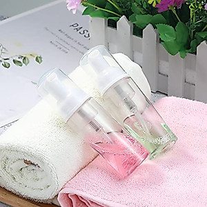 35 Pack Plastic Foam Bottles Travel Soap Dispenser Bottles with Pump Mini Liquid Foaming Soap Bottles for Refillable Hand Sanitizer Lash Cleanser Shampoo Castile Clear(2 oz)