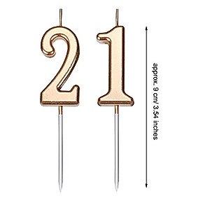 21st Birthday Candles Cake Number Candles Happy Birthday Cake Candles Topper Decoration for Birthday Wedding Anniversary Celebration Favor, Champagne Gold