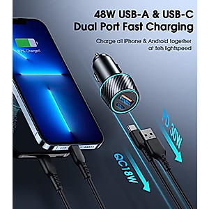 Car Charger, USB C Car Charger Adapter, 48W iPhone 14 Pro Max Car Charger, udaton Durable Dual Port Delivery Cigarette Lighter USB C Car Charging Block Compatible for Apple Watch iPhone 14 13 Pro Max