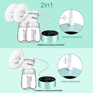 MUOCOBU Electric Breast Pump, Breast Pump Electric Breastfeeding Pump 3 Modes 10 Levels Dual Rechargeable Nursing Double Breast Milk Pump Massage with Touchscreen LED BPA Free