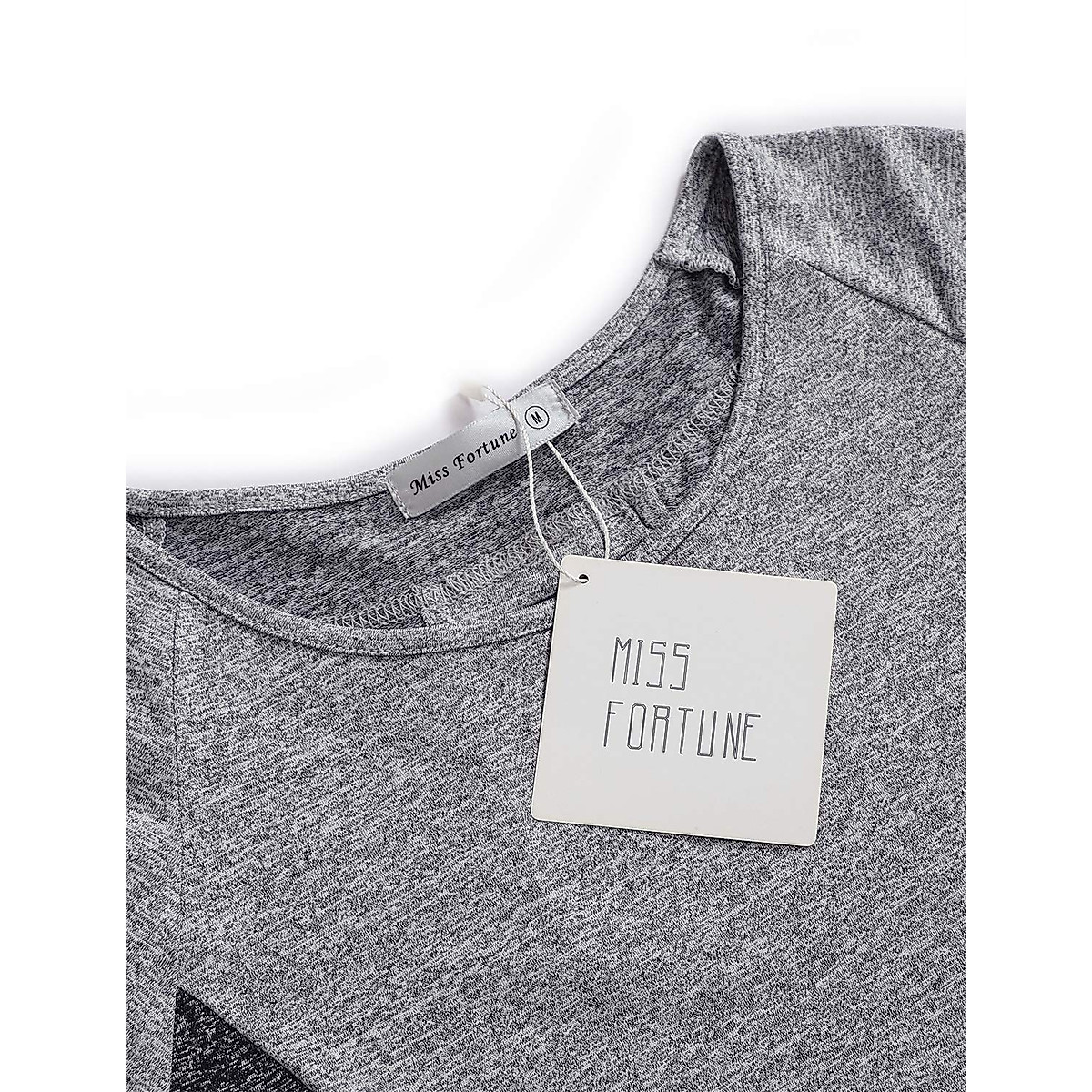 MISS FORTUNE Womens Exercise Tops Short Sleeved Moisture Wicking Atheltic T-shirt Plus Size Gym Shirts for Yoga Grey Pilates Clothes Medium