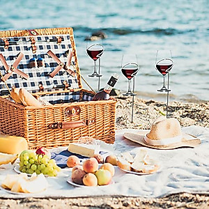 Mind Reader Picnic Wine Sticks, 5 pc Set, 5 Count (Pack of 1), Silver Bottle Glass Holder