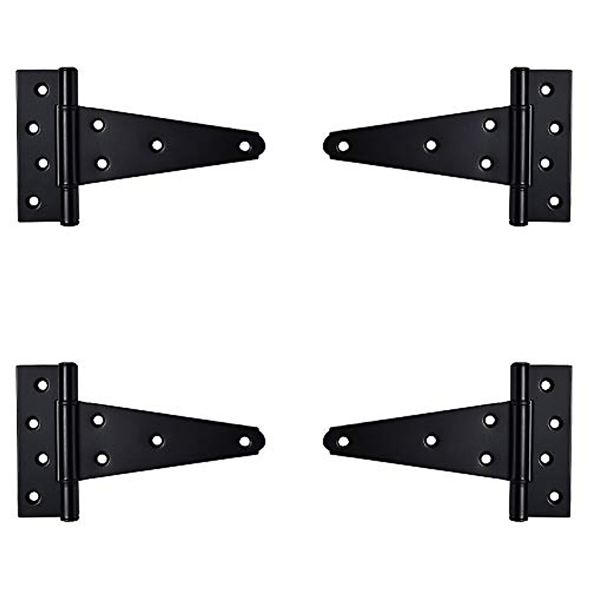 6 Inch T-Strap Heavy Duty Shed Door Hinges,Black Tee Hinge for Wooden Fences,Yard Door,Barn Door Gates, Wrought Hardware Rustproof,4 PCS