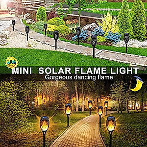 HomeyYee Solar Torch Light with Flickering Flame,2 Pack 12led Solar Tiki Torches Waterproof Landscape Decoration Flame Lights Outdoor for Garden Yard - Auto On/Off