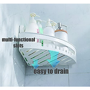 4OURVAN Vacuum Shower Corner Caddy Suction Cup Bathroom Kitchen Organizer Corner Shelf Rack Shower Basket Wall Mounted Shower Holder Organizer for Shampoo |Conditioner | No-Drilling Removable Reusable
