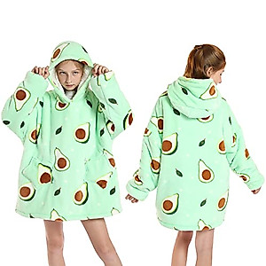 Darrenvan Women Wearable Blanket Hoodie: Oversized Hooded Blanket Sweatshirt Large Pocket Super Soft Warm Comfortable Adults Pajamas Butyrospermum Parkii