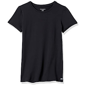 Amazon Essentials Women's Tech Stretch Short-Sleeve Crewneck T-Shirt (Available in Plus Size), Pack of 2, Black, Large