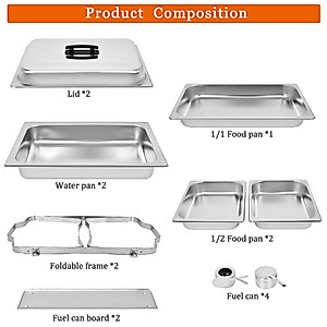 Chafing Dishes Buffet Set [2/4 Pack] Commercial Catering Food Warmers for Parties 9QT Buffet Servers and Warmers Stainless Steel Foldable Chafer with Lid