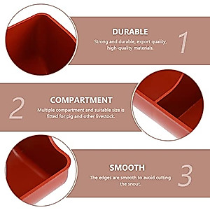 Plastic Fence Feeder: Heavy Duty Mountable Livestock Pet Feeding Bucket with 4 Compartments Hook Over Goat Trough Hook Over Feed Trough