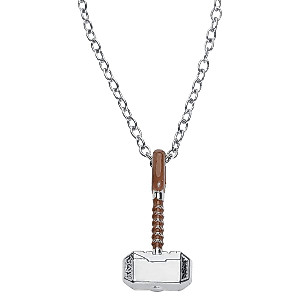 Marvel Comics Thor Hammer Unisex Adult Silver Plated Pendant Necklace. Official Licensed Jewelry, One Size.(THORHAMPNK01B)