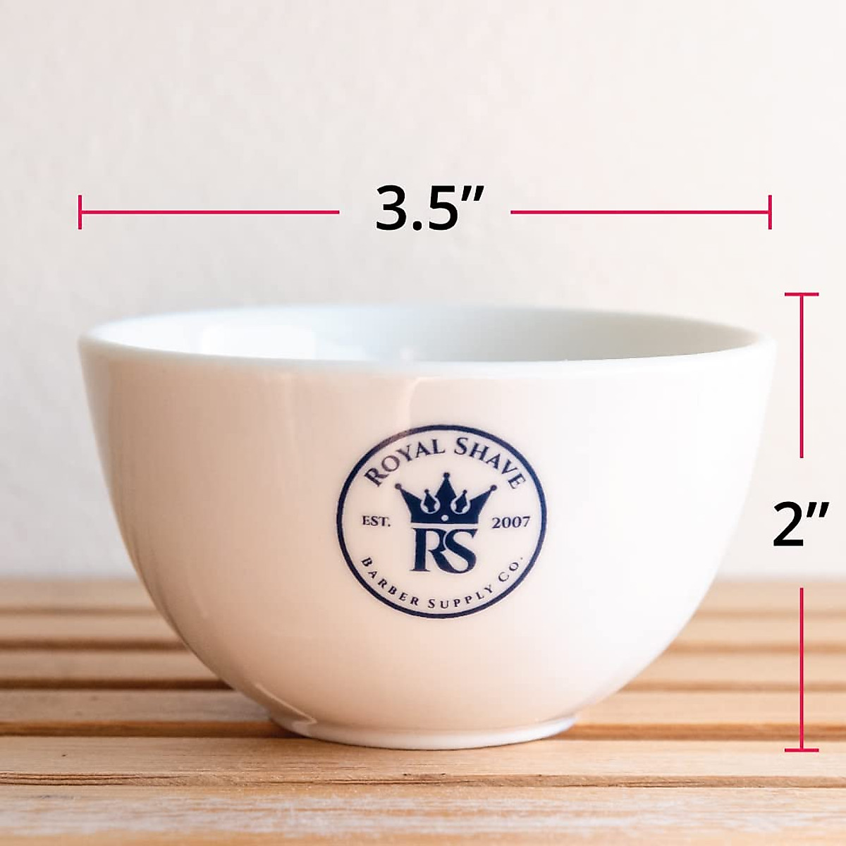 ROYAL SHAVE Ceramic Textured Shaving Bowl – Shave Soap & Shaving Cream Dish, Textured for Rich Lather (White)