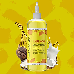 Aunt Jackie's Kids E-Blast Daily Oil for Dry Scalp, Vitamin E and Flaxseed Nourishing Scalp Remedy for Naturally Curly, Coily and Wavy Hair, 8 oz