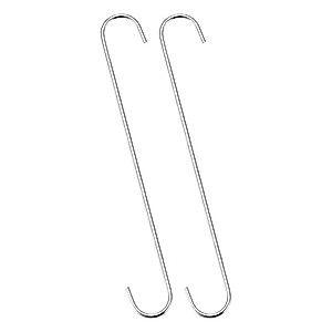 uxcell S Hanging Hooks, 12inch/300mm Extra Long Steel Hanger, Indoor Outdoor Uses for Garden, Bathroom, Closet, Workshop, Kitchen, Silver Tone, 2Pcs
