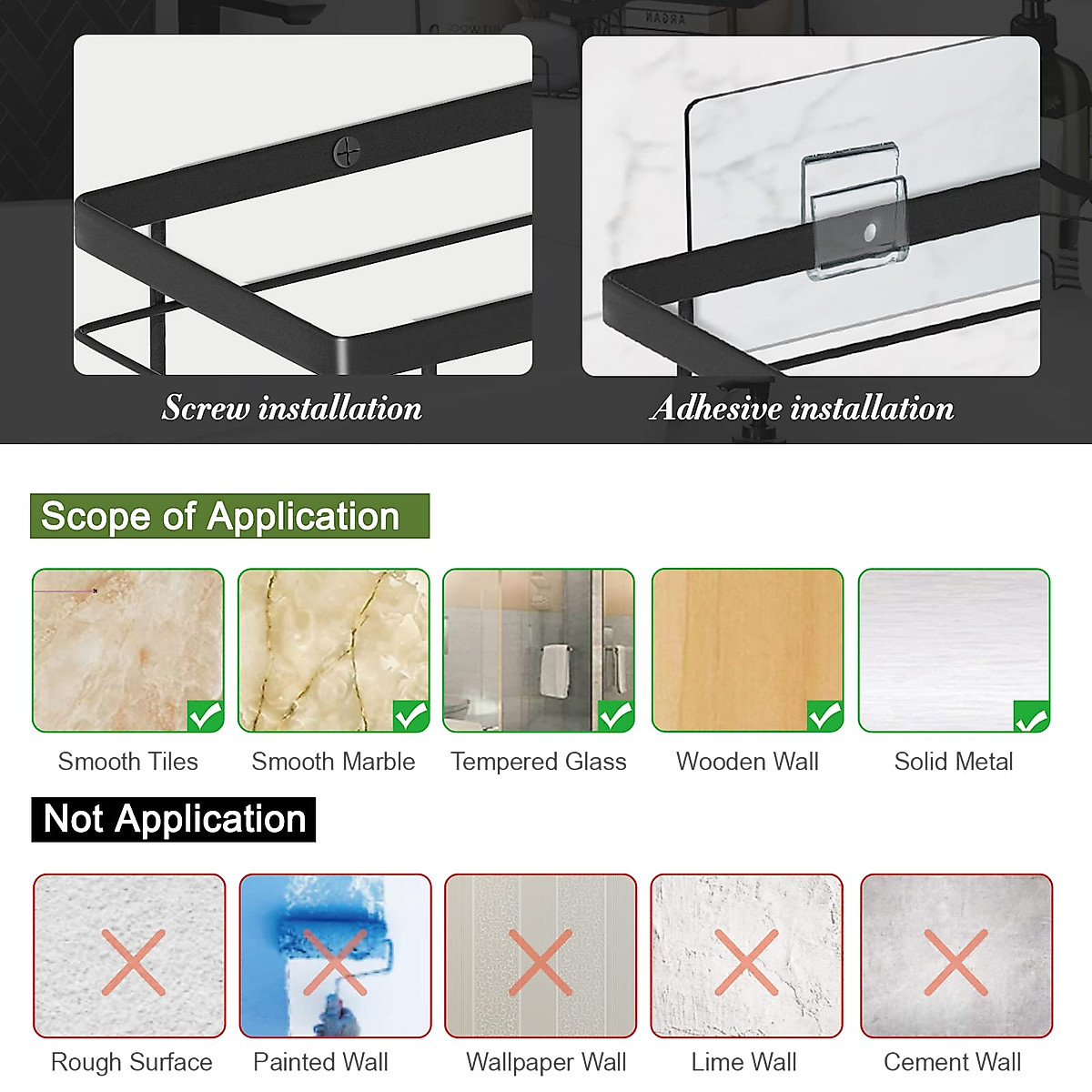 LiviNGPAi Shower Caddy Bathroom Organizer, Wall Mount Shower Organizer, Rustproof Stainless Steel Shower Shelves, Bathroom Shelves for Bathroom, Toilet, Kitchen and Dorm (3 Pack)