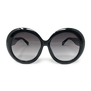 My Shades - Women's Oversize XL Circle Thick Frame Sunglasses Designer Inspired (Black, Gradient Smoke)