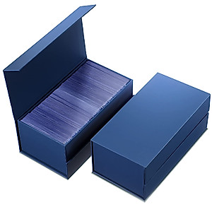 Zonon 2 Pieces Trading Card Storage Box Magnetic Baseball Football Cards Holder Container 600 Standard Sized Card Sleeves Hold Storage Case for Grade Gaming Cards (Blue, Small)