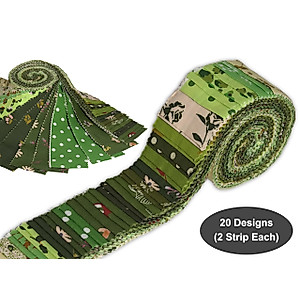 Soimoi 40Pcs Florals Print Cotton Precut Fabrics for Quilting Craft Strips 2.5 x 42 inches Jelly Roll