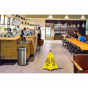 Alpine Pop-Up Wet Floor Sign - Portable Three Sided Caution Cone - Slip & Fall Accident Prevention - for Commercial & Office Use (20 inches)