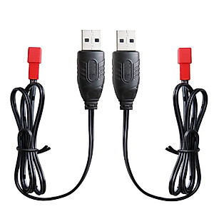 KBT 2-Pack JST-2P USB Charger Cable for 3.7V Li-ion RC Car Battery, 800mA Charging Speed Compatible for 3.7V RC Car Battery