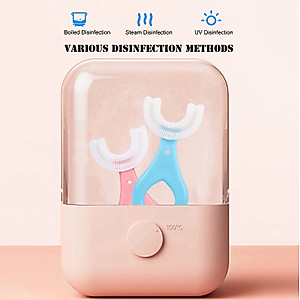 QrBxa U Shaped Kids Toothbrush, Kids Toothbrushes U Shape, 360° Manual Kid Toothbrush with Food Grade Soft Silicone Brush Head