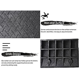 Threshold Ramp, Heavy Duty Threshold Ramp 2 3 4 5 6 Inches Rise, Driveway Curb Rubber Wheelchair Transition Ramp, Garage Entry Ramp Easy to Fix (Color : Black, Size : 5cm (2in) Rise)