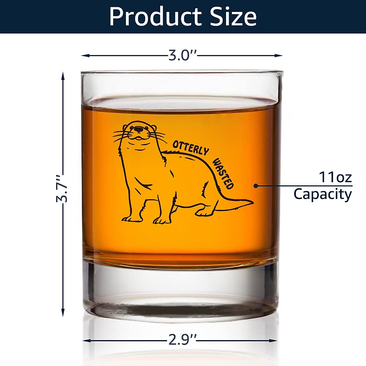 TOUNER Funny Otter Otterly Wasted Whiskey Glasses, Otter Whiskey Glass Gift For Otter Lover, Otter Gifts, Otter-themed Gifts, Gag Gift Idea For Her from Son, Daughter, Kids